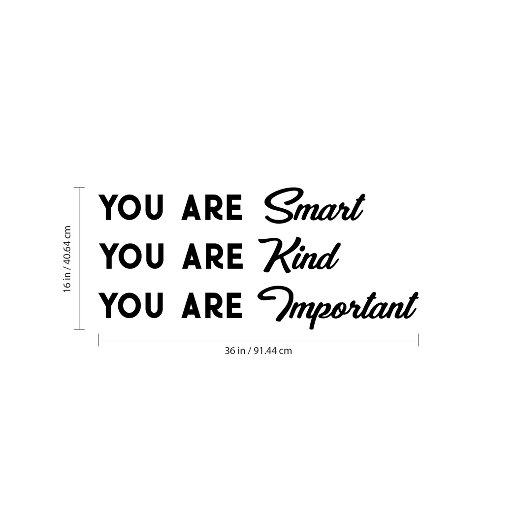 Vinyl Wall Art Decal - You are Smart You are Kind You are Important ...